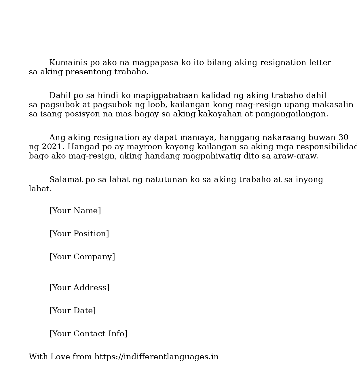 2 Examples Of Resignation Letter Sample Tagalog 2 Examples Of Resignation Letter Sample Tagalog